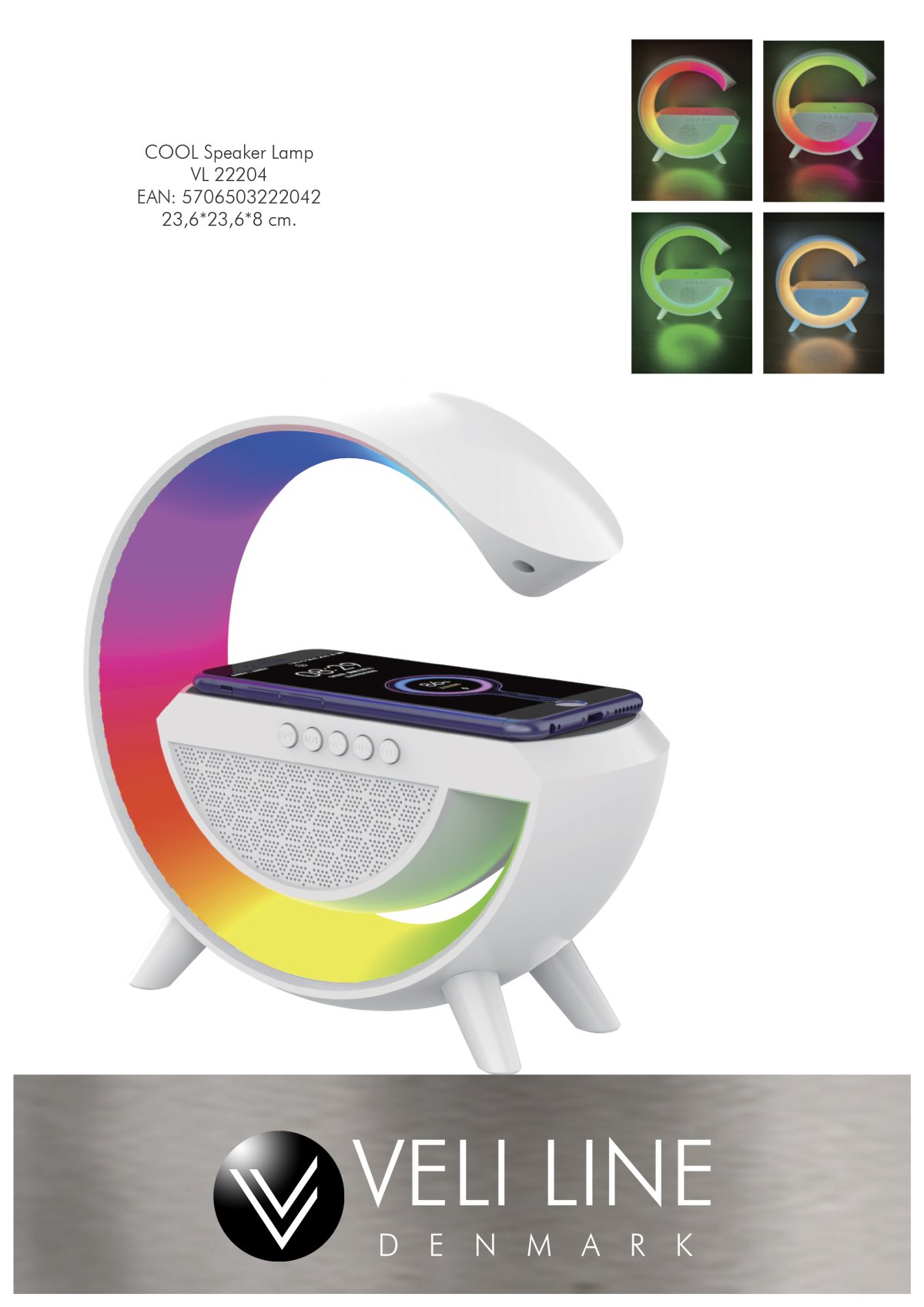 Glitter lampe - Bluetooth Højtaler - Veli-Line - E-mærket - Lys-Kilden.dk